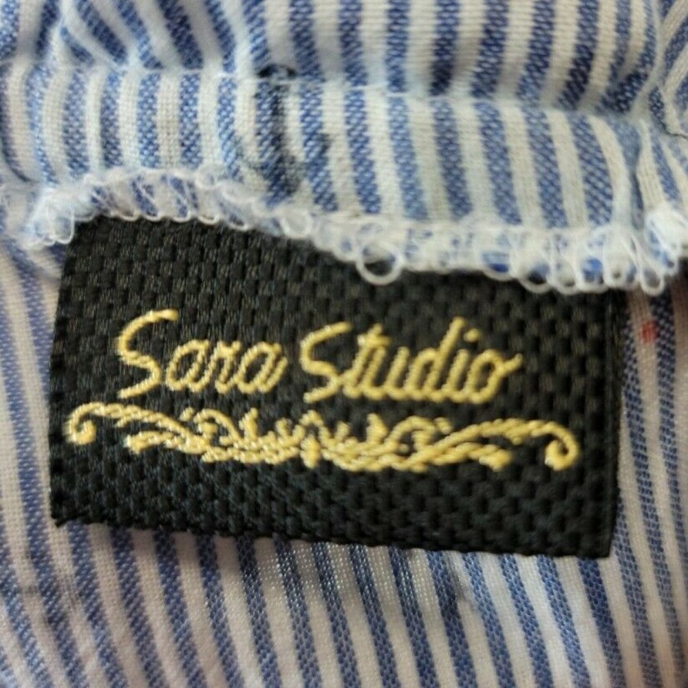 Sara Studio Women Off Shoulder Blouse Pinstripe - Gem